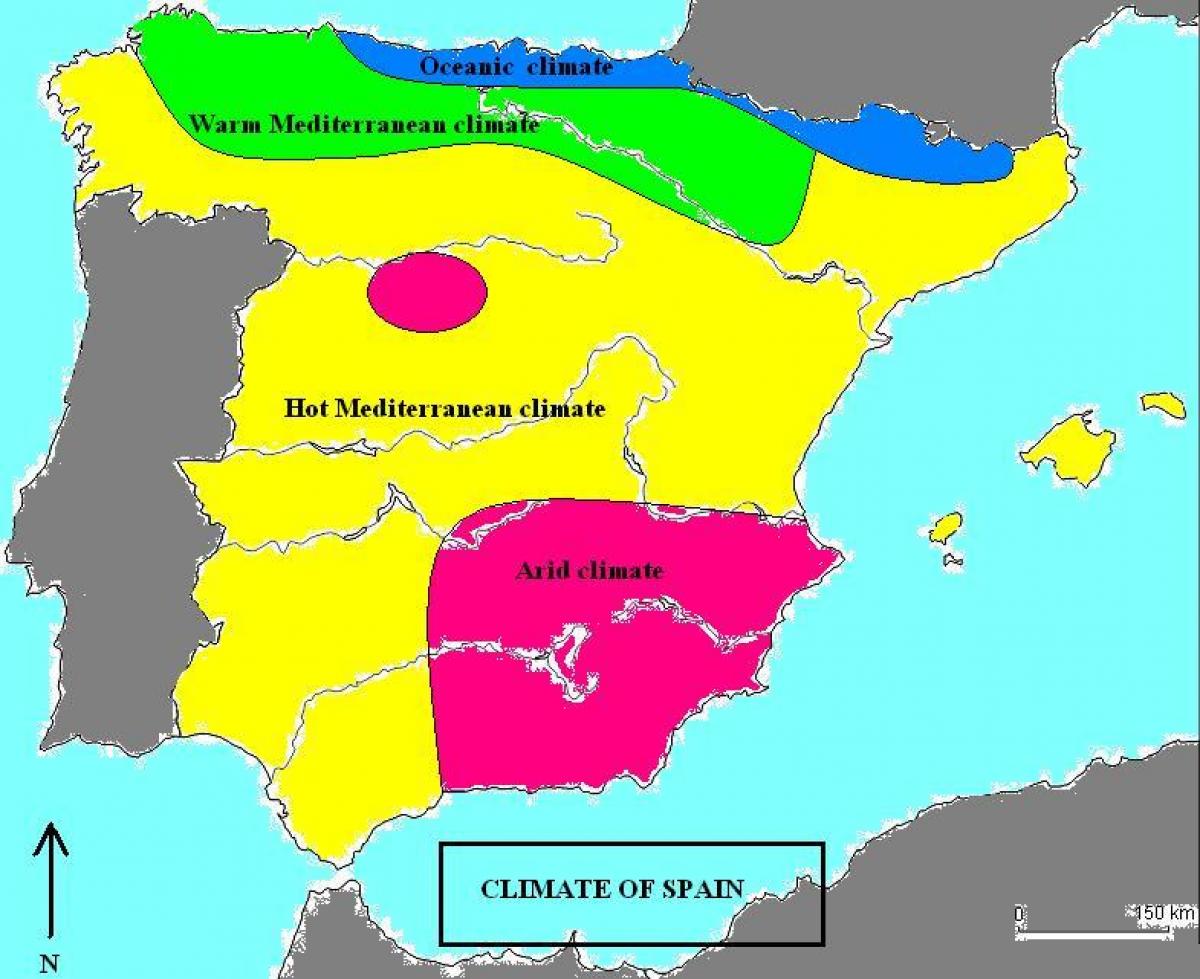 España climático mapa - Mapa de España el clima (el Sur de Europa - Europa)